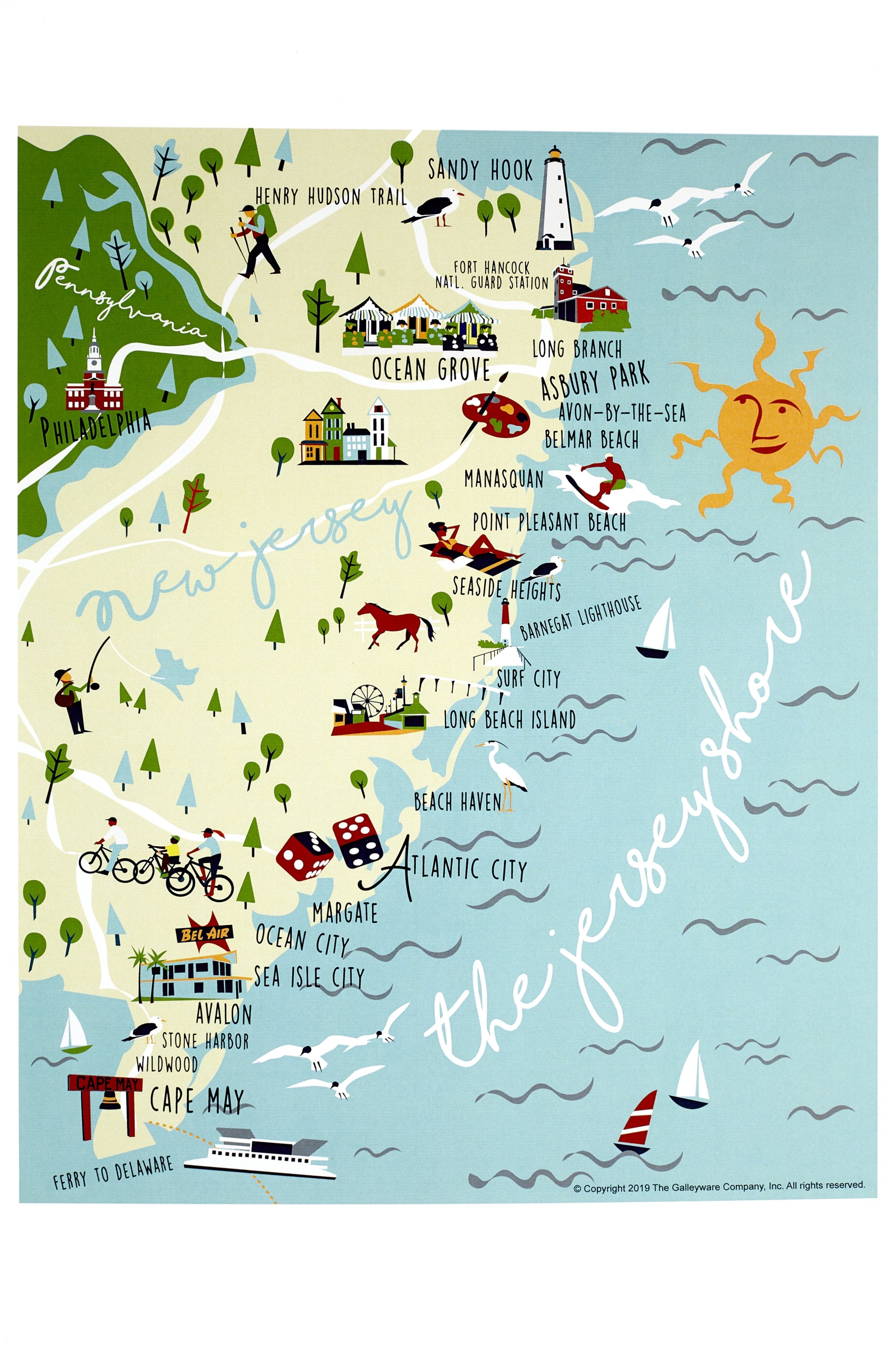 Jersey Shore Map Jersey Shore New Jersey, Barrel End Map Art